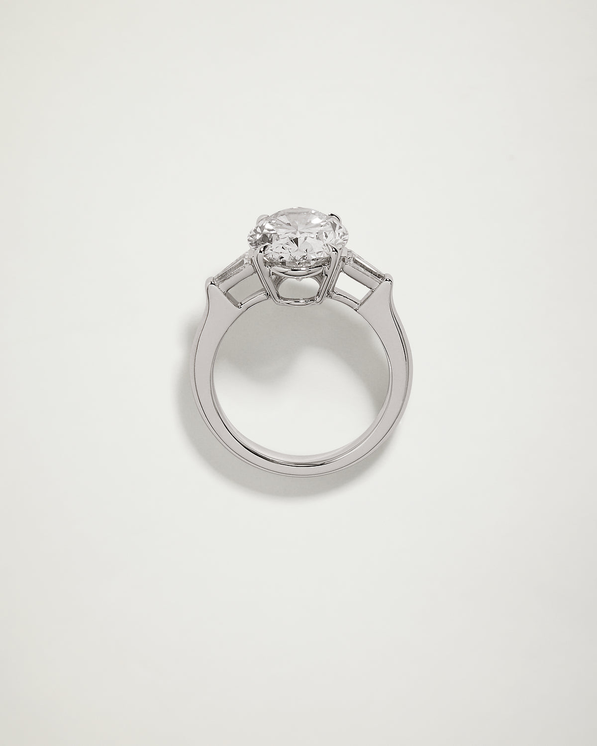 Oval Diamond Engagement Ring with Tapered Baguettes, WG – Heidi & Hart