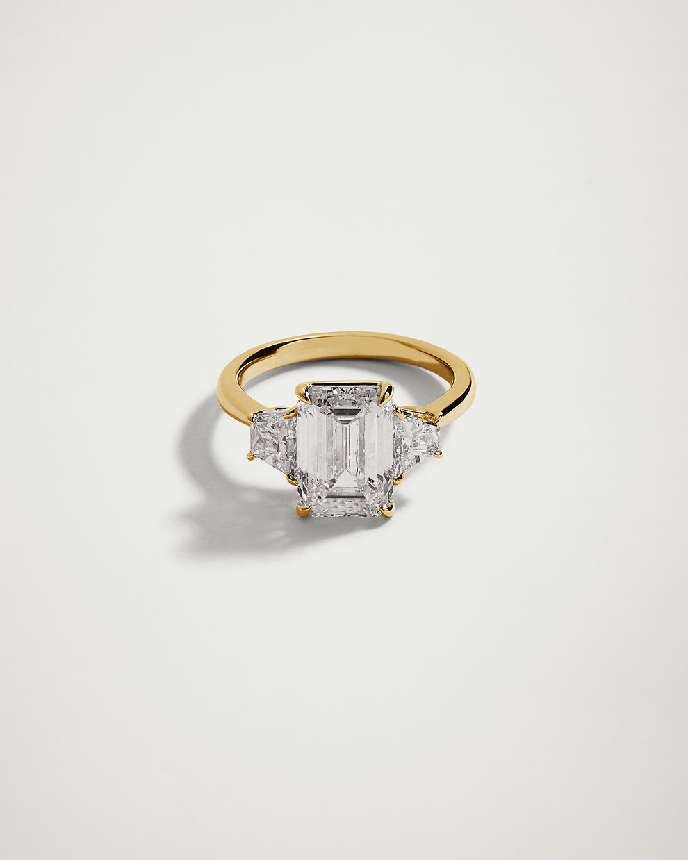 Emerald Cut Trilogy Diamond Engagement Ring, YG – Heidi & Hart